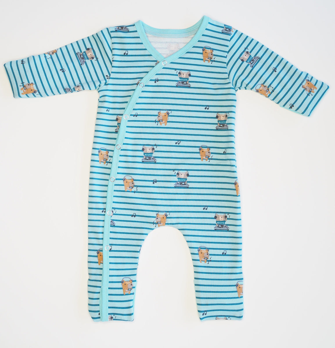 Baby Strampler mit durchgehender Knopfleiste und Ärmel-Beinumschlag, S ...